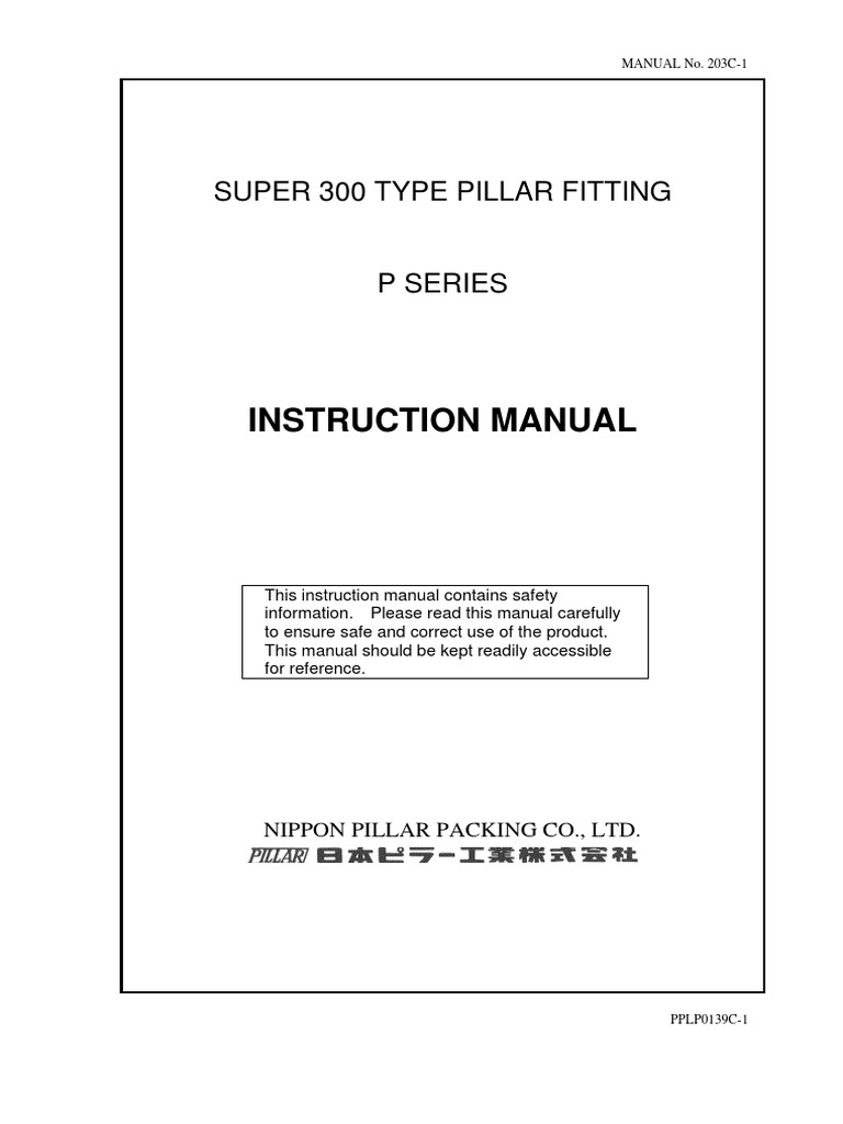 Instruction Manual: Super 300 Type Pillar Fitting | PDF | Nut (Hardware ...