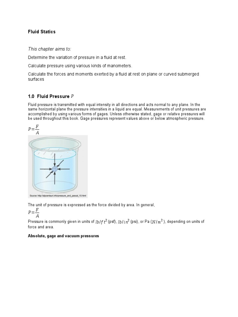 Module 2 - Fluid Statics | PDF | Pressure | Pressure Measurement