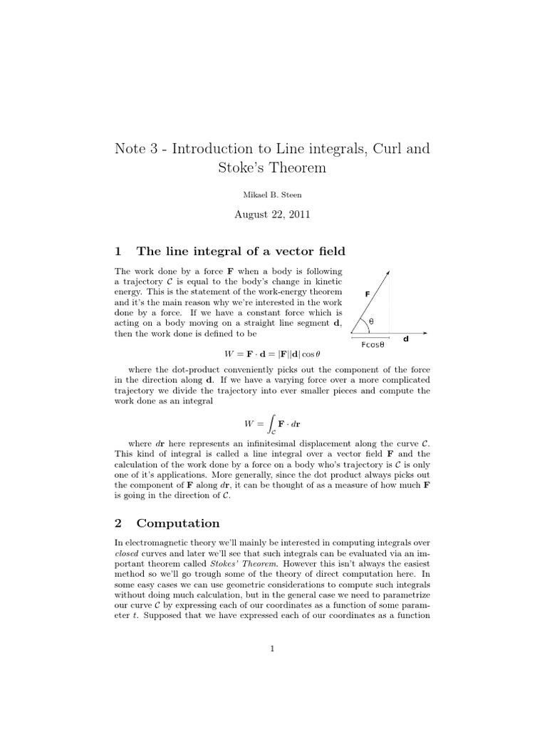 Line Integral | PDF | Electric Field | Integral