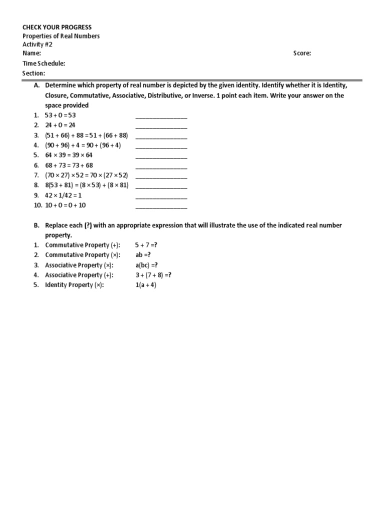 Properties of Real Numbers | PDF | Computers