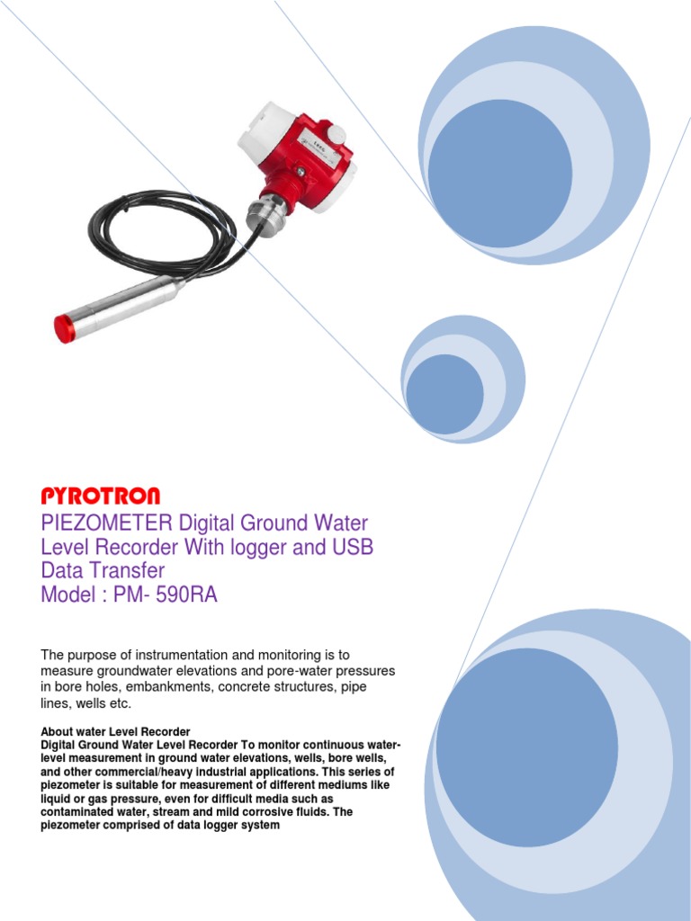 Pyrotron: PIEZOMETER Digital Ground Water Level Recorder With Logger ...
