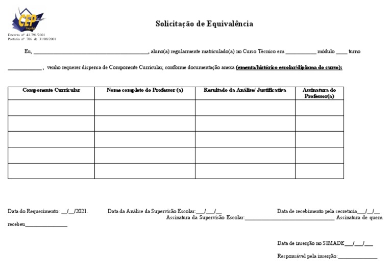 Modelo de Solicitação de Dispensa | PDF