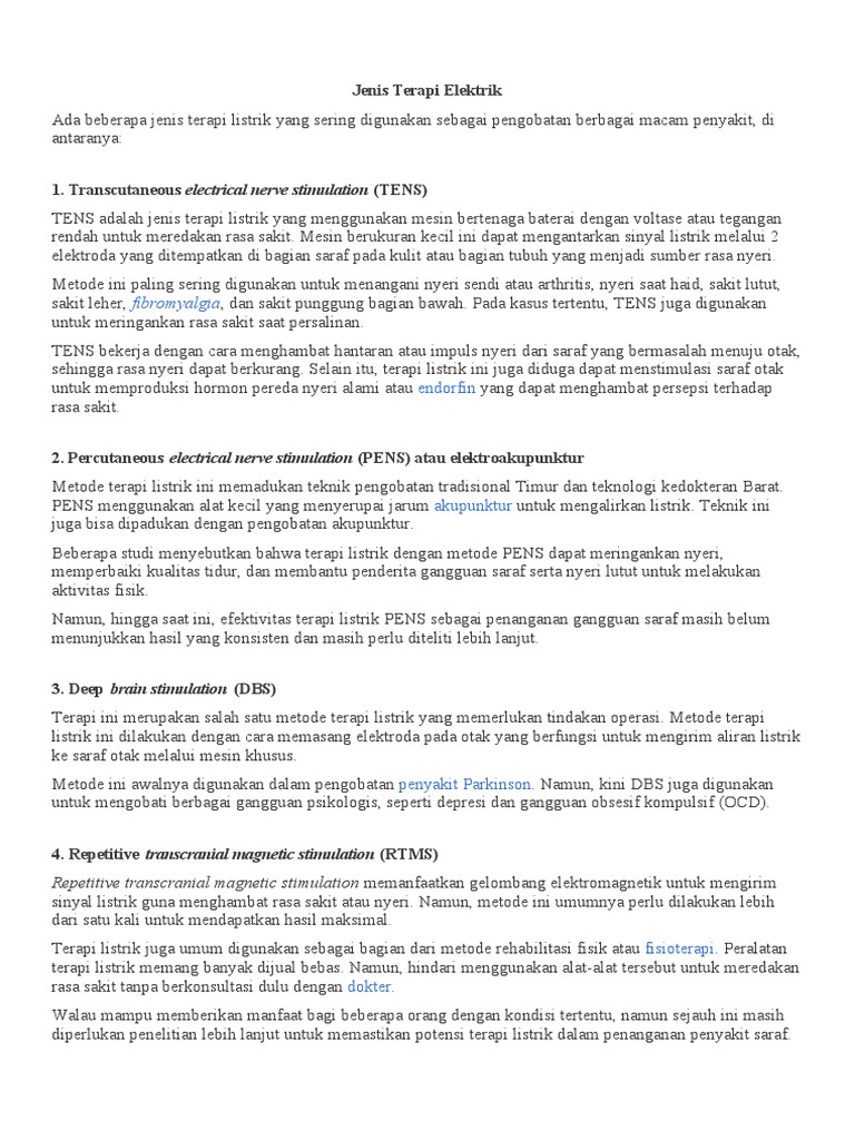 Jenis Terapi Elektrik (Elektromedik) | PDF | Pengembangan Diri