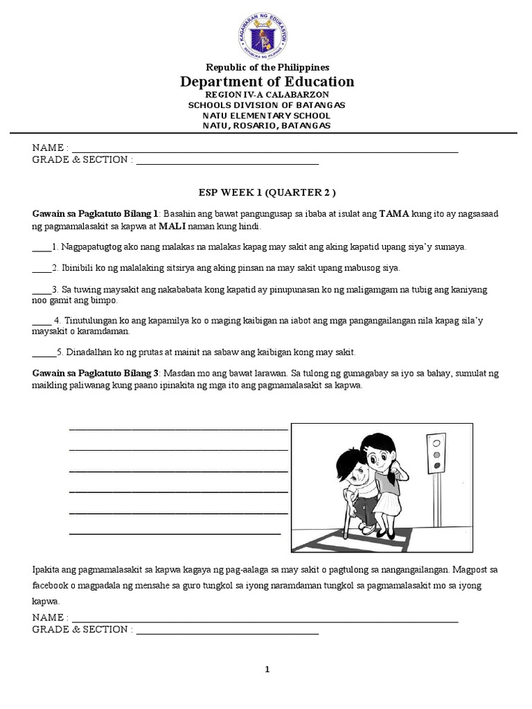 Worksheets for Grades 1-5: Values and Skills | PDF | Philippines
