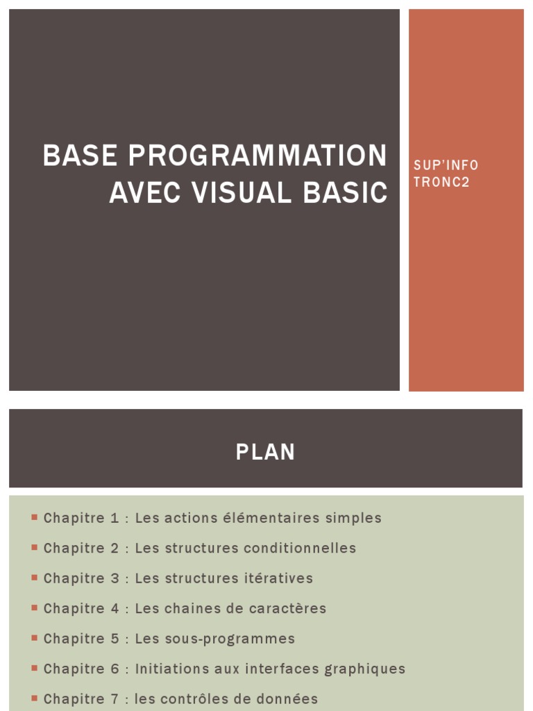 Base Programmation Avec Visual Basic | Descargar gratis PDF | Programmation informatique ...