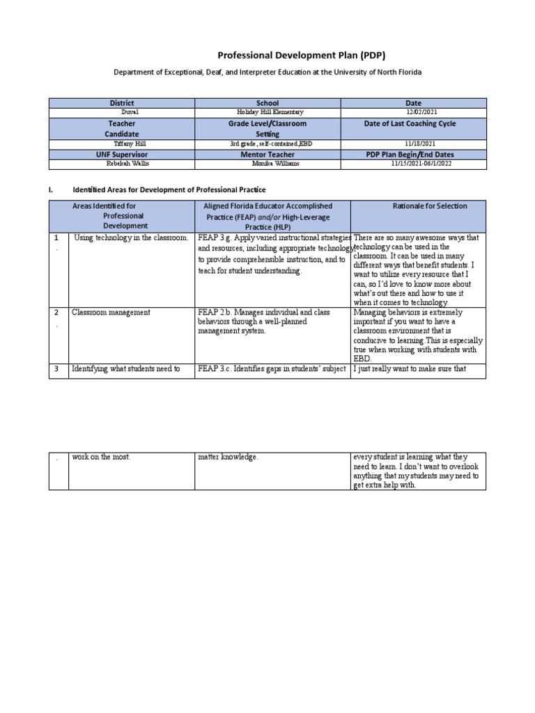 Hillt Professional Development Plan Fall 2021 | PDF | Teachers ...