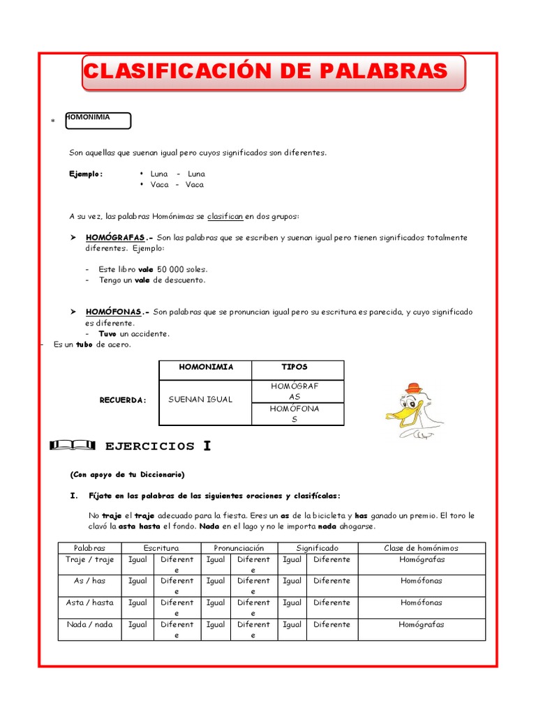 Clasificación de Palabras | PDF | Vocabulario | Semántica