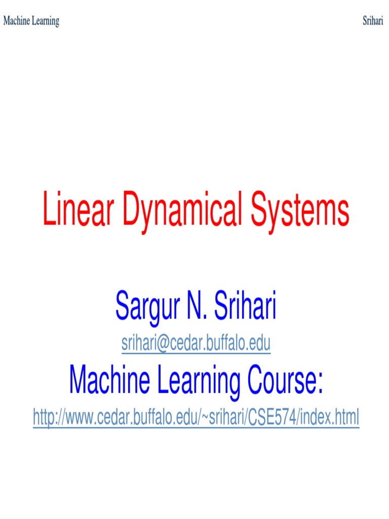 Understanding Linear Dynamical Systems | PDF | Kalman Filter | Normal ...