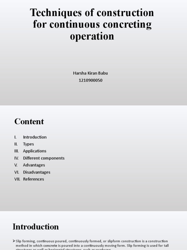 Techniques of Construction For Continuous Concreting Operation | PDF ...