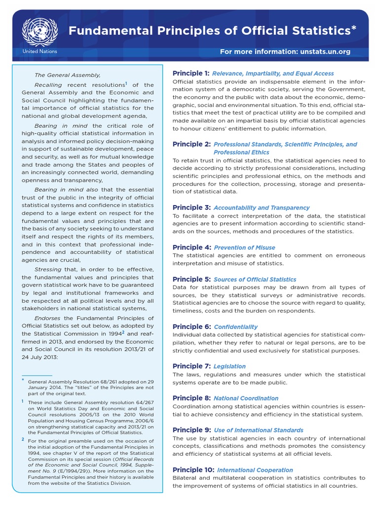 Fundamental Principles of Official Statistics: Principles for Ensuring ...