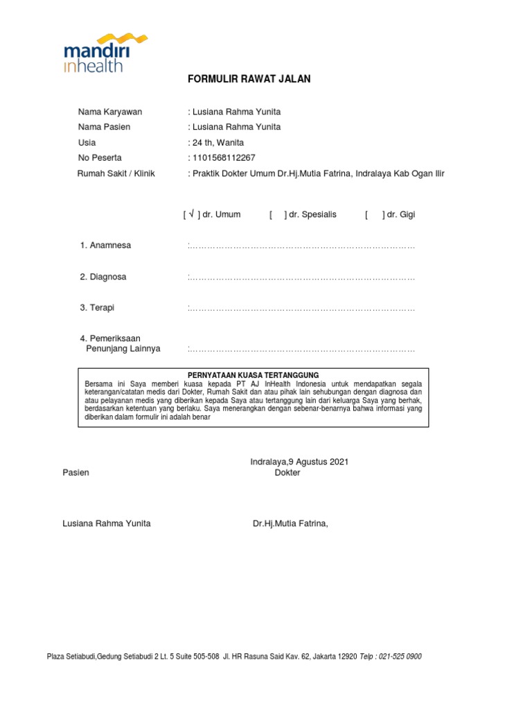 Formulir Rawat Jalan Baru | PDF