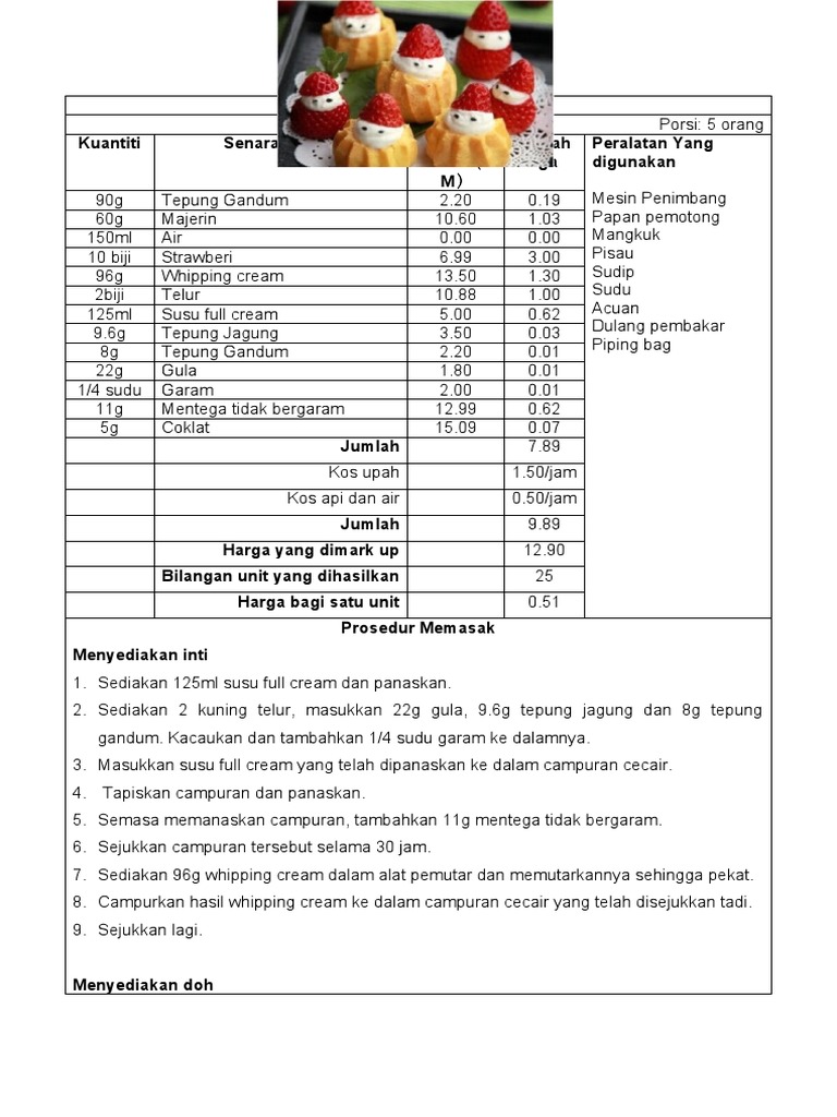 Resipi Standard Mini Strawberi Cream Puff | PDF