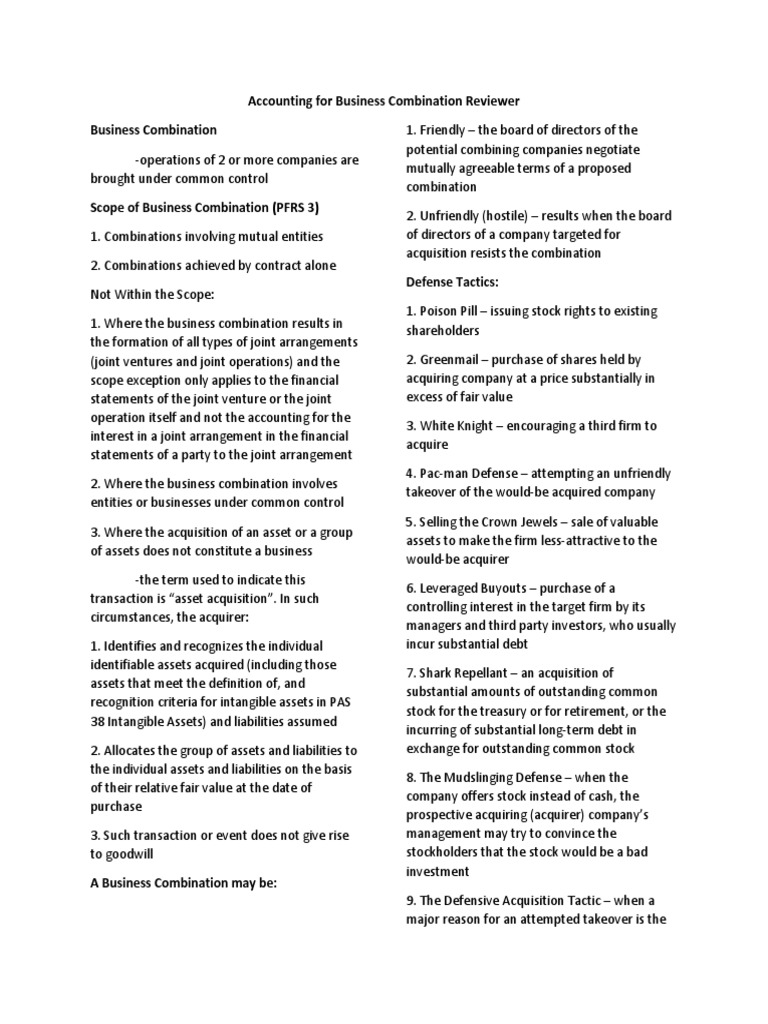 Accounting For Business Combination Reviewer | PDF | Consolidation ...