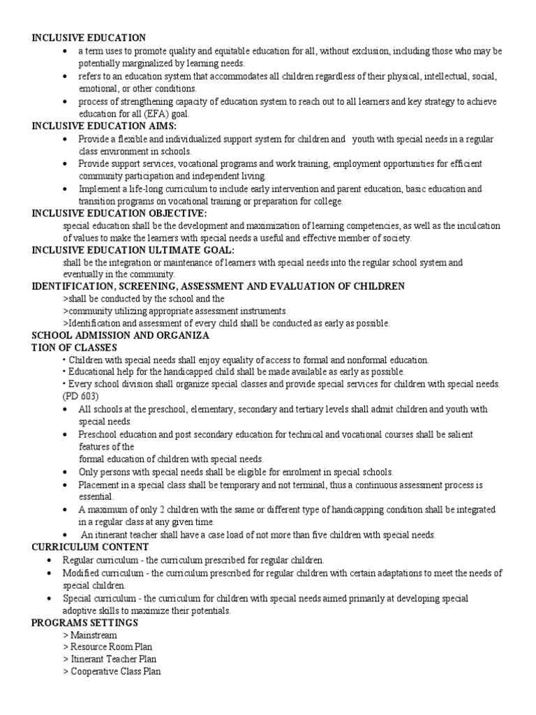 Inclusive Education | PDF | Inclusion (Education) | Test (Assessment)