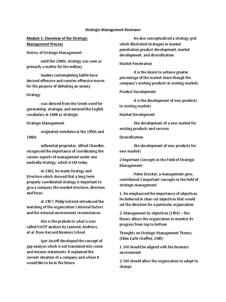 Strategic Management Reviewer | PDF | Strategic Management | Strategic ...