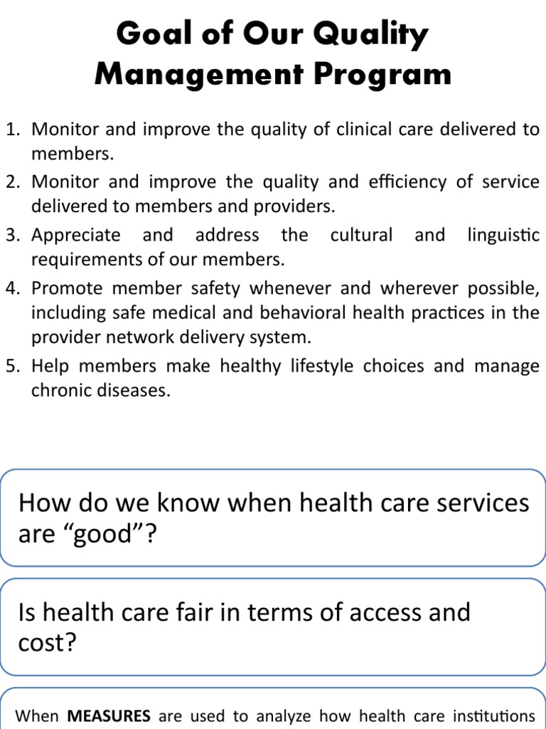 Goal of Our Quality Management Program | PDF | Self-Improvement
