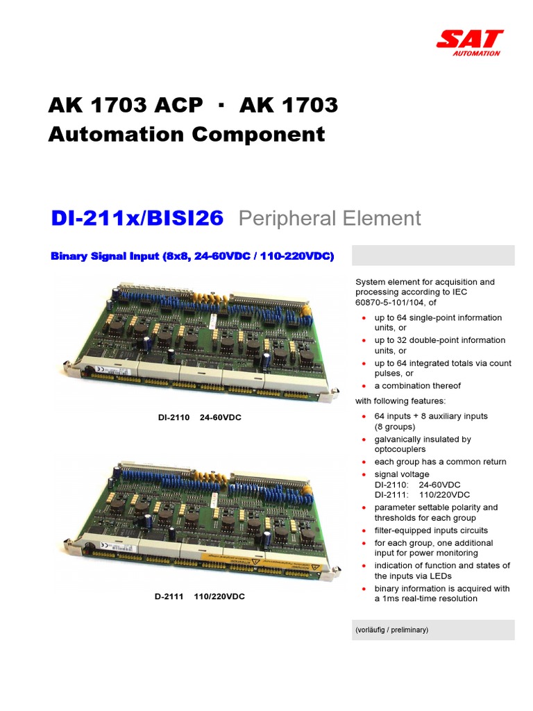 AK 1703 ACP AK 1703 Automation Component: DI-211x/BISI26 | PDF | Power ...