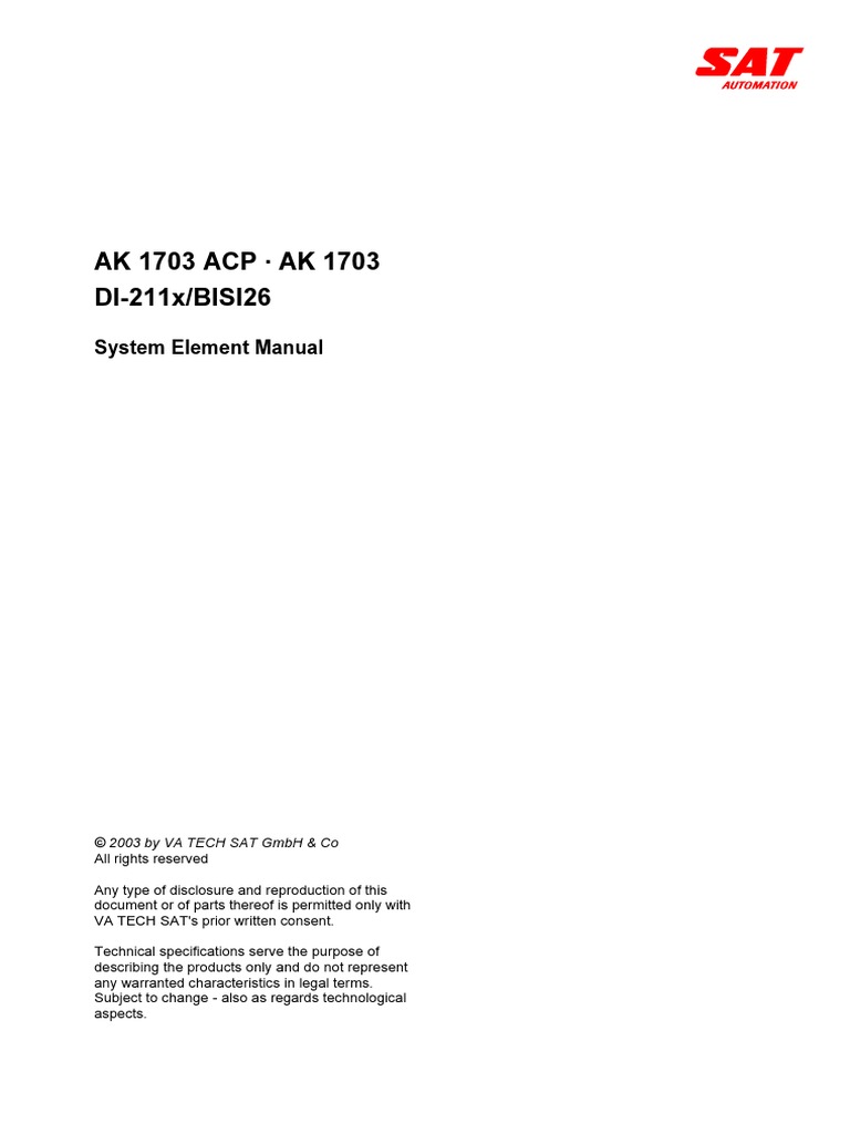 AK 1703 ACP AK 1703 DI-211x/BISI26: System Element Manual | PDF | Parameter (Computer ...