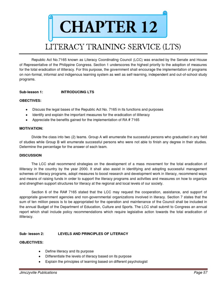 NSTP-chapter 12 | PDF | Literacy | Learning