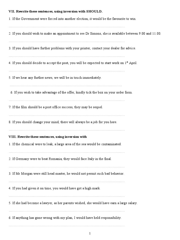 10 - G2 - Inversion of Conditional Sentences - 9th11 | PDF