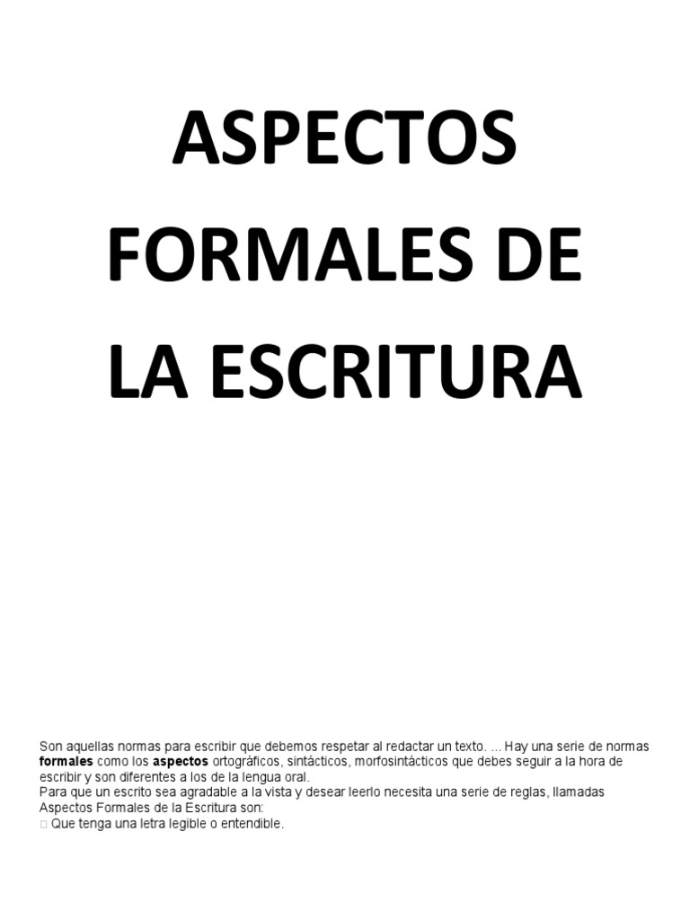 Aspectos Formales de La Escritura | PDF | Escritura | Puntuación