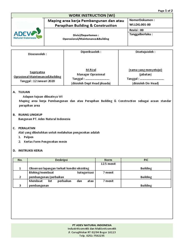 Maping Area Kerja Pembangunan Dan Atau Perapihan Building ...