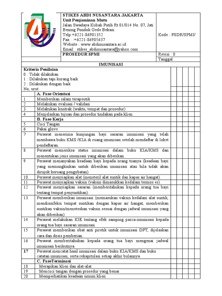 Osce IMUNISASI | PDF | Sains & Matematika