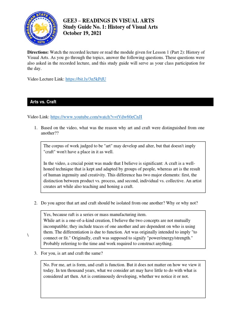 Study Guide No. 1 - History of Visual Arts 1 | PDF | Roman Empire ...