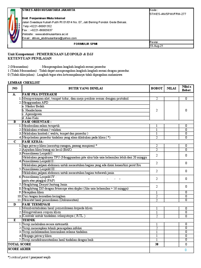 Daftar Tilik Leopold & DJJ | PDF