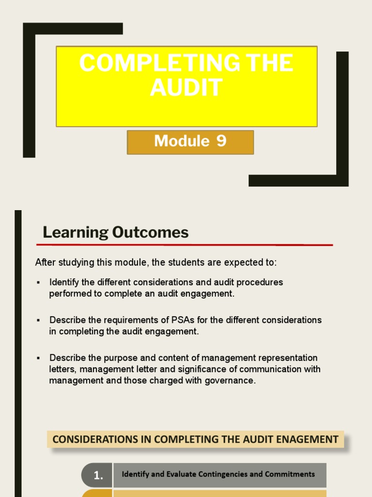 Module 9 - Completing The Audit | PDF | Going Concern | Audit