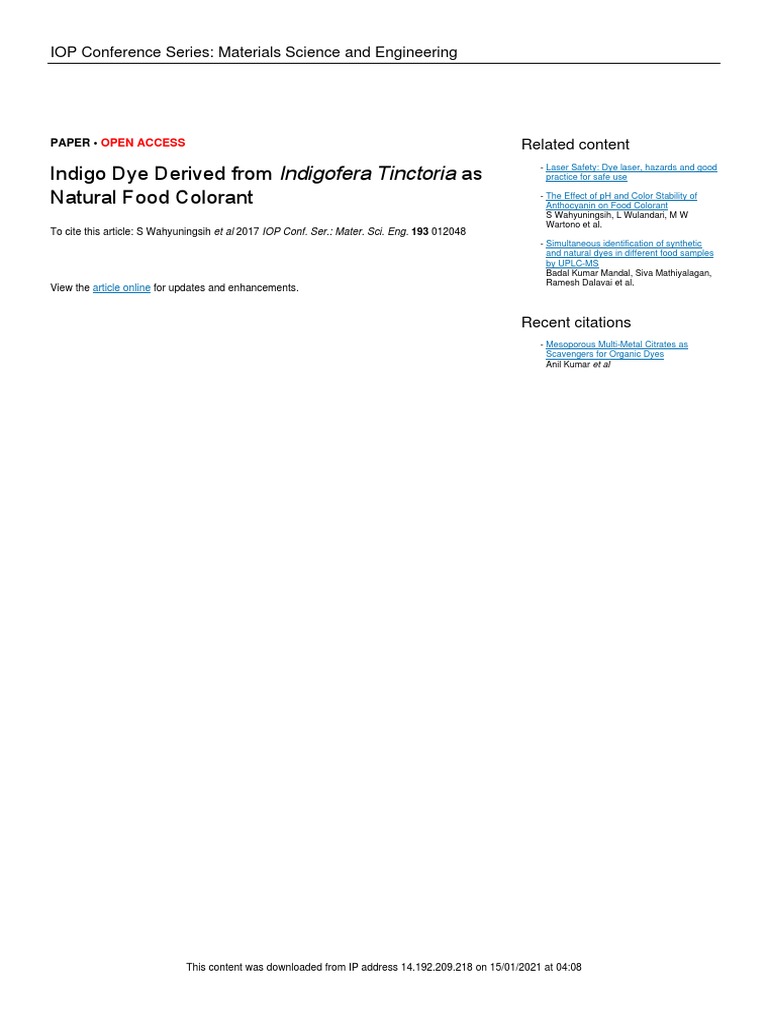 Indigo Dye | PDF | Spectrophotometry | Ultraviolet–Visible Spectroscopy