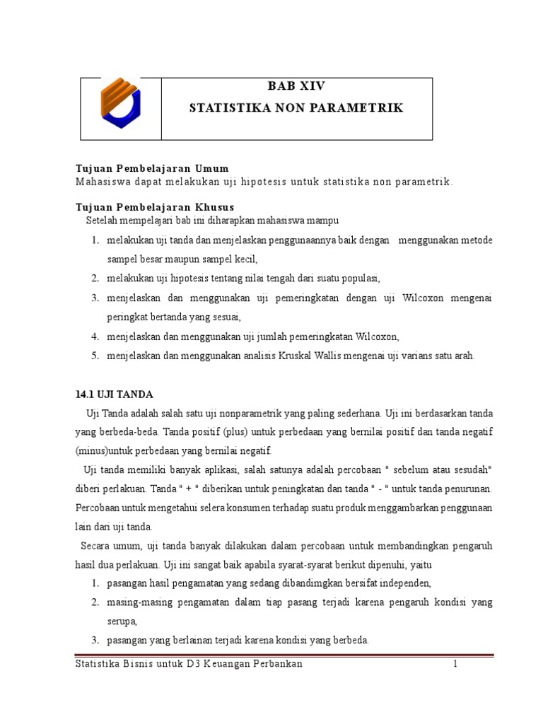 BAB 14 Statistika Non Parametrik | PDF