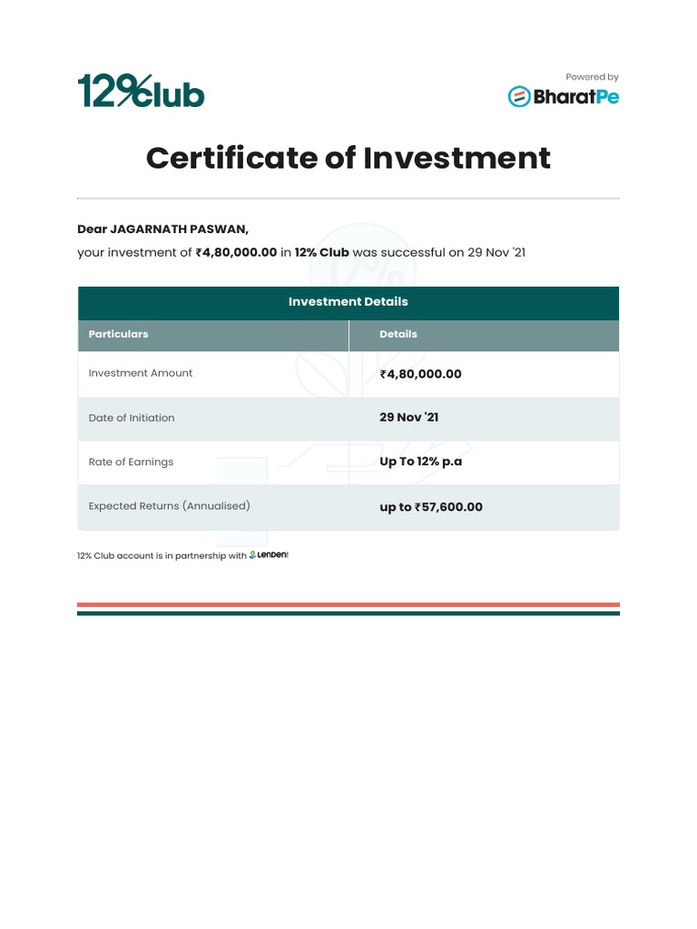 Investment Certificate | PDF