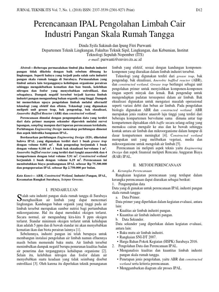Teknologi IPAL Industri Pangan Surabaya | PDF | Teknologi & Rekayasa