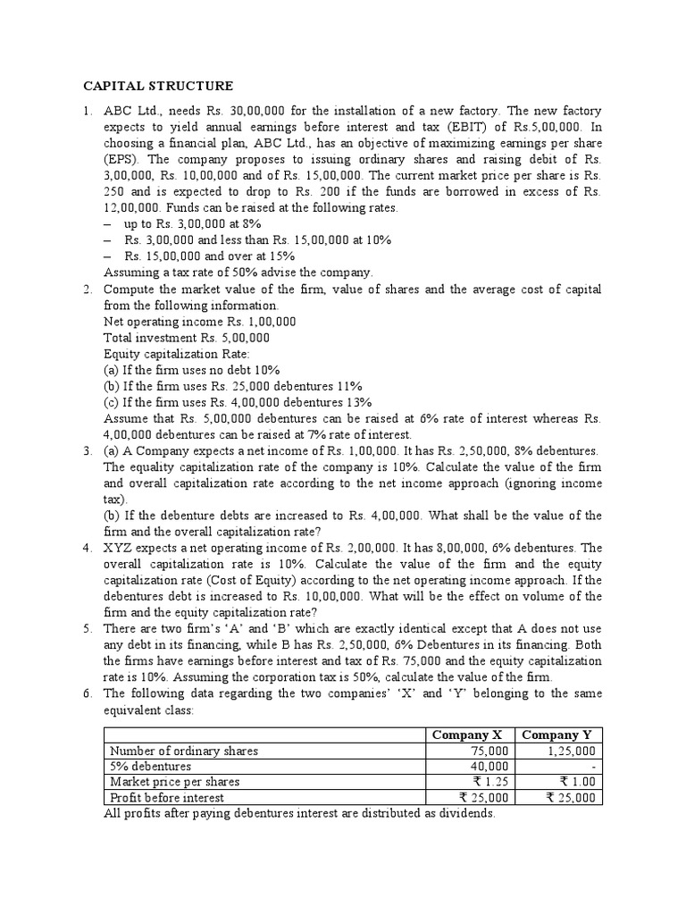 Capital Structure Analysis and Solutions | PDF | Cost Of Capital ...