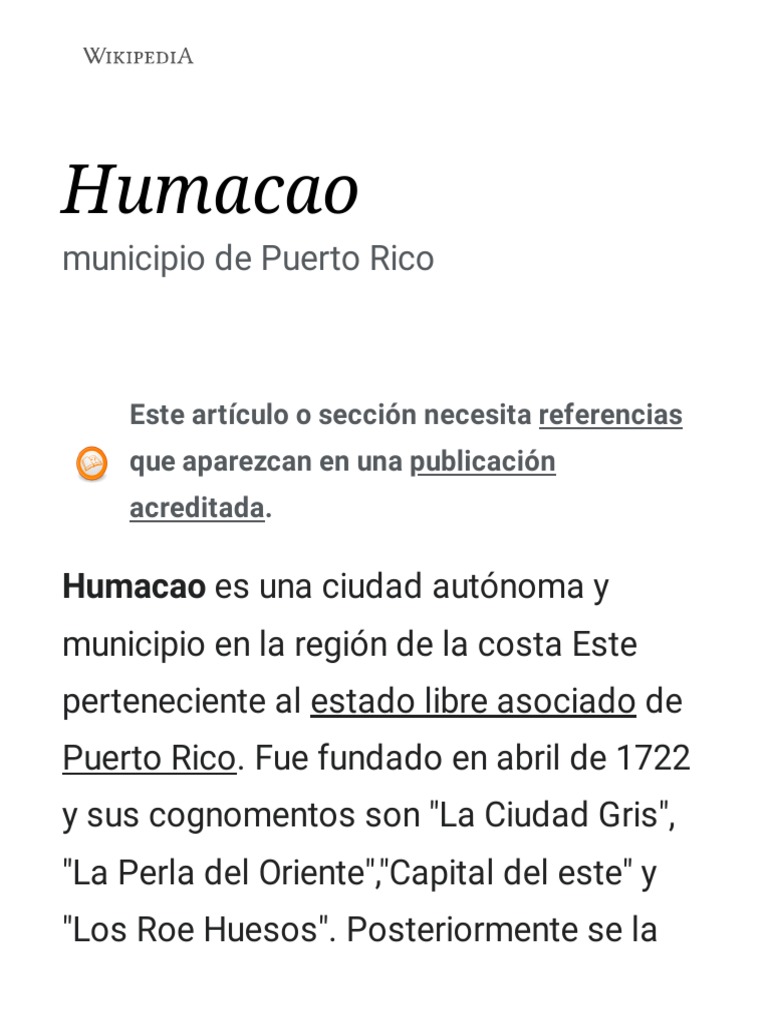 Humacao: Historia y Características | PDF