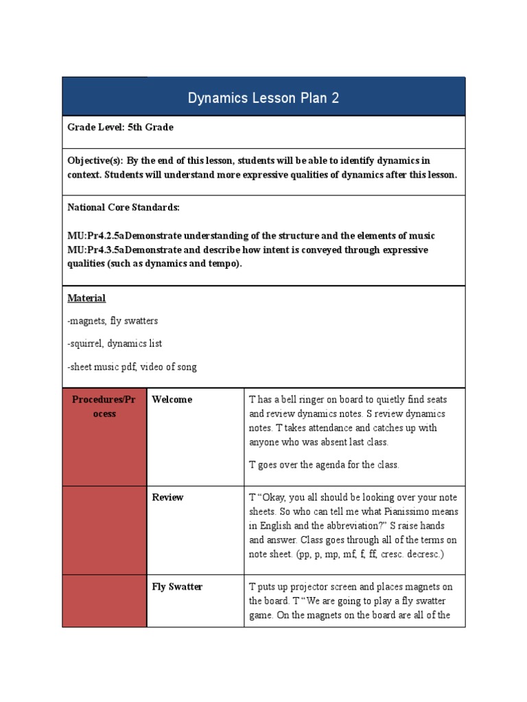 5th Grade Dynamics Lesson 2 | PDF | Cognition | Communication