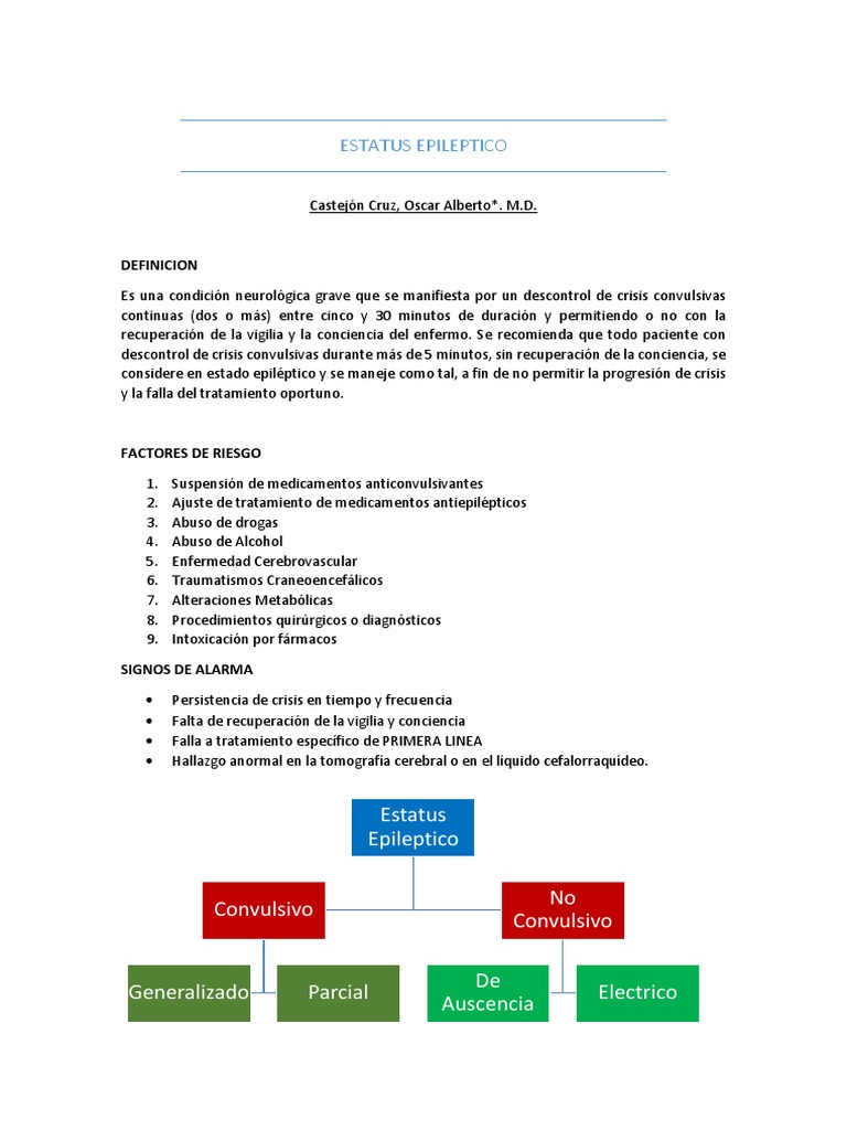 Estatus Convulsivo | PDF | Medicina CLINICA | Especialidades Medicas
