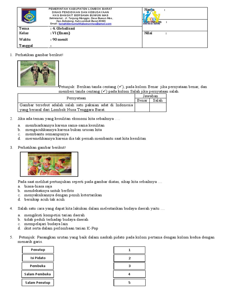 Soal Pas Kelas 6 Tema 4 | PDF