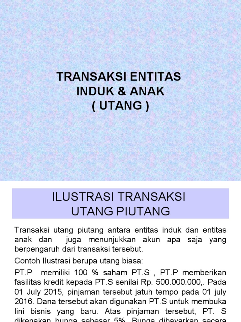 Transaksi Entitas Induk & Anak (Utang) | PDF