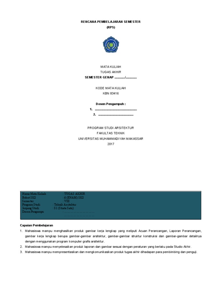 RPS - Tugas Akhir | PDF