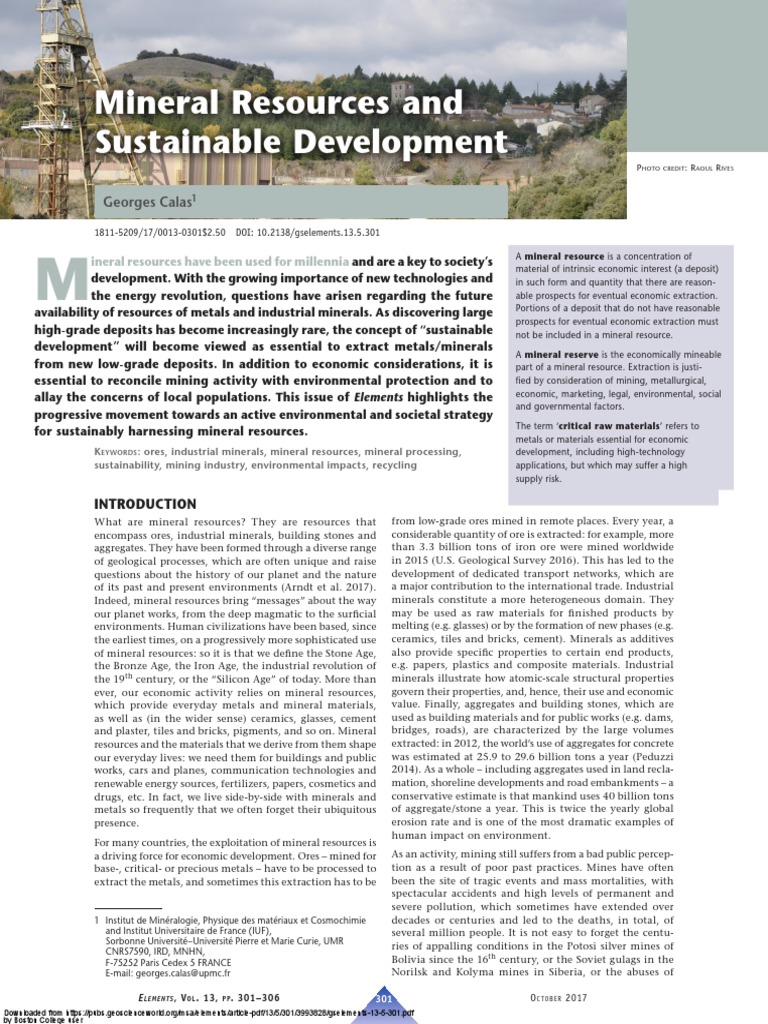 Sustainable Mineral Resources and Development | PDF | Mining ...