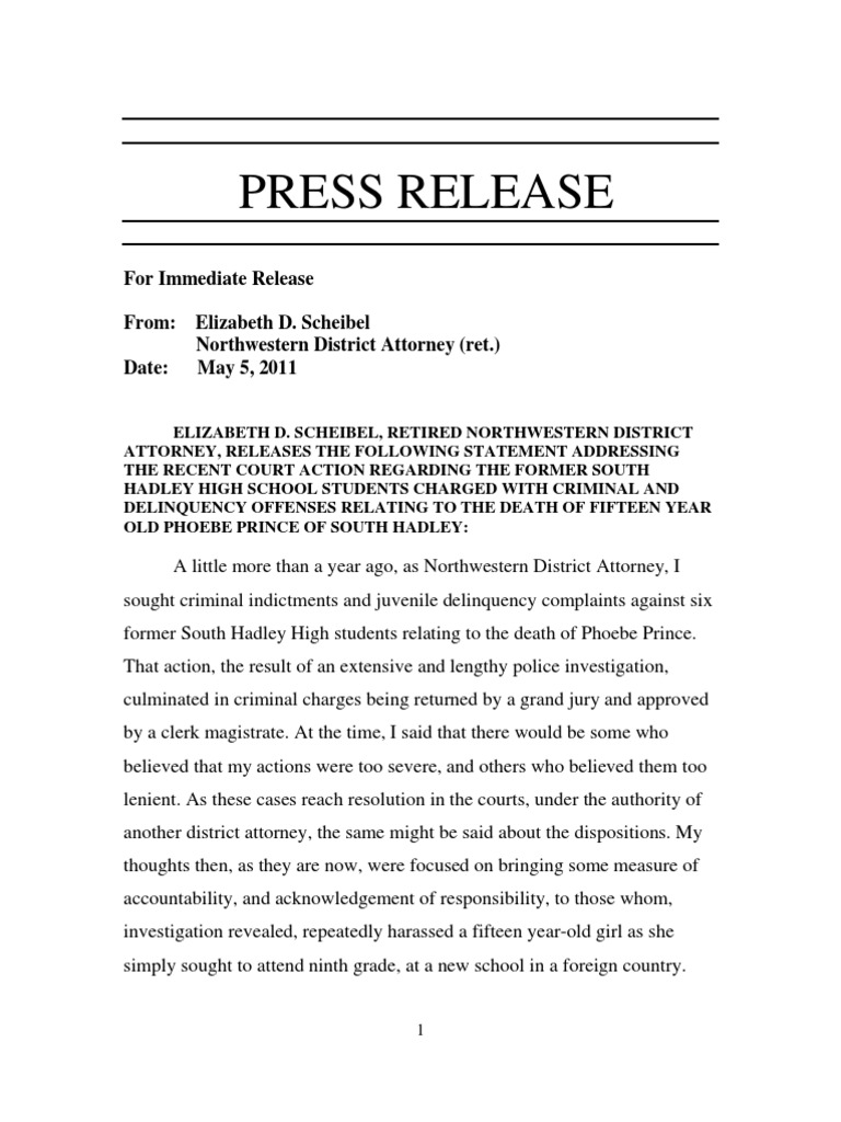 Statement On The Phoebe Prince Case From Former Northwestern DA ...