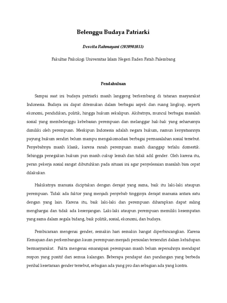 Artikel Budaya Patriarki | PDF