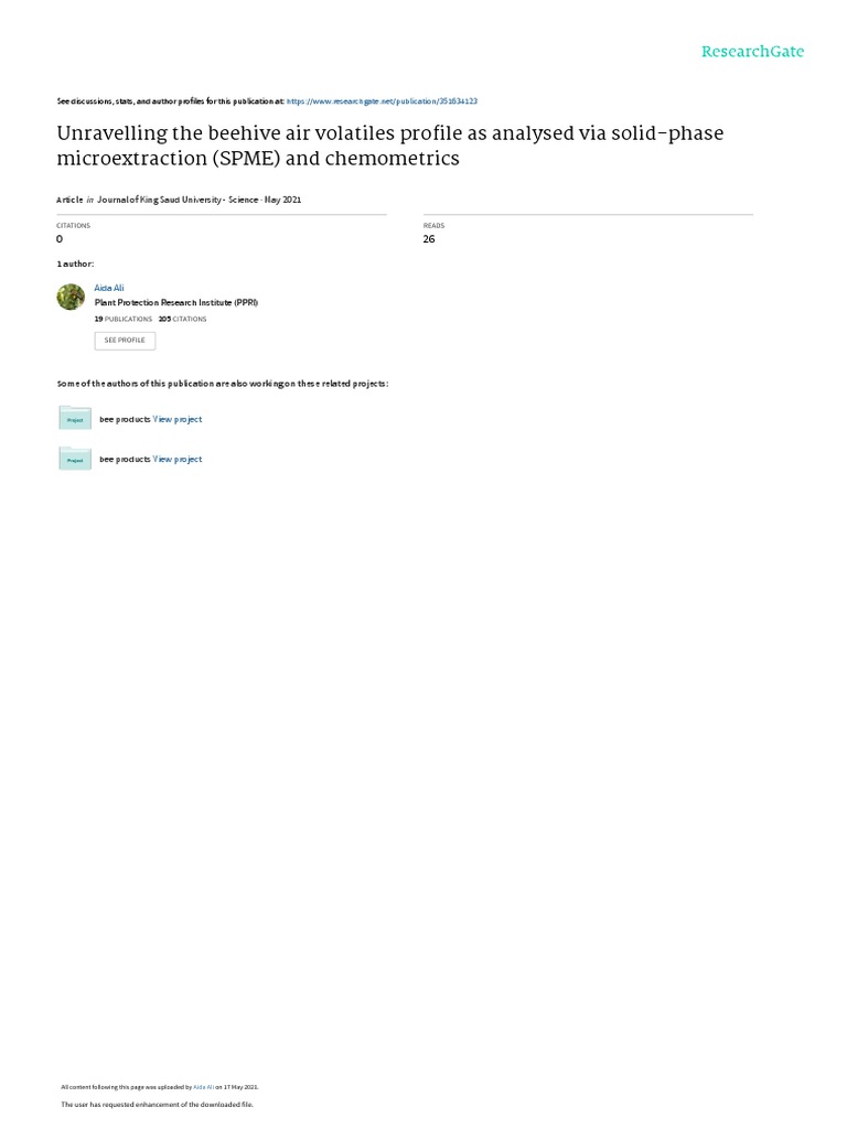 Beehive Air | PDF | Honey Bee | Gas Chromatography