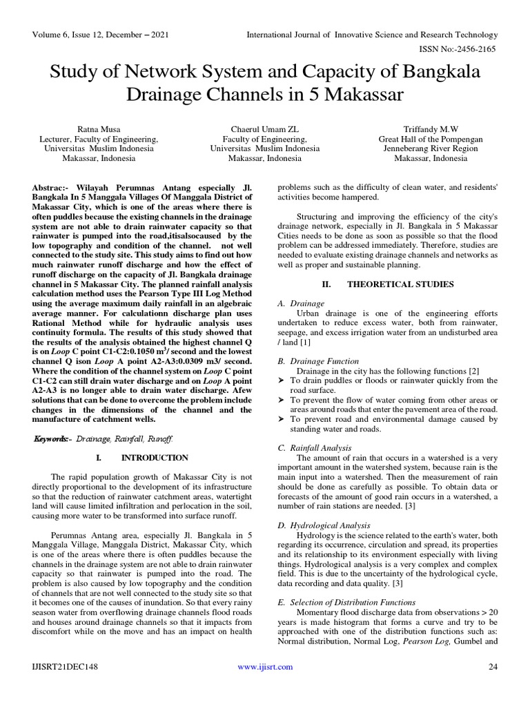 Study of Network System and Capacity of Bangkala Drainage Channels in 5 ...