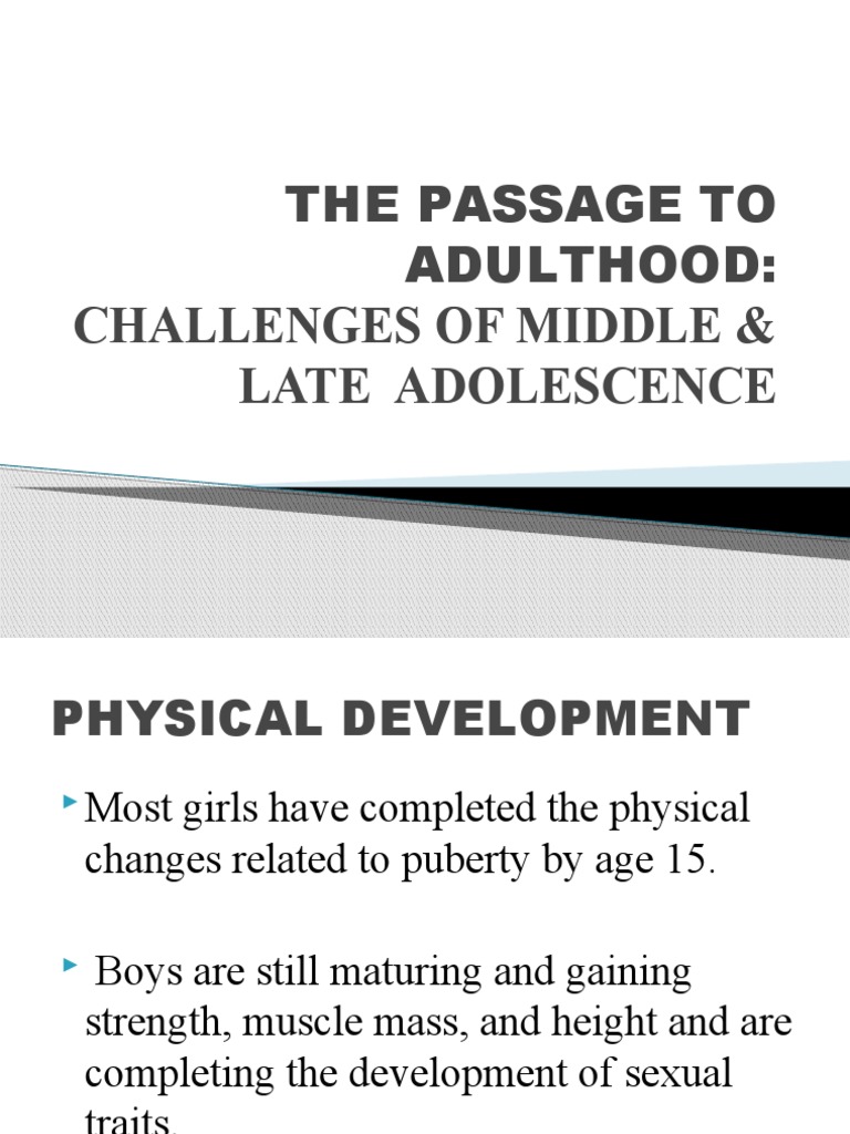 The Passage To Adulthood:: Challenges of Middle & Late Adolescence ...