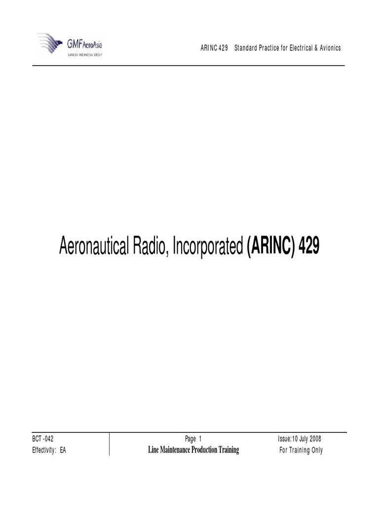 Aeronautical Radio, Incorporated (ARINC) 429: ARINC 429 Standard ...