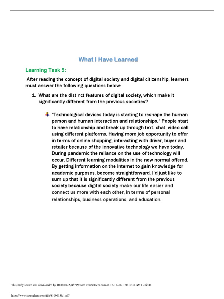 What I Have Learned: Learning Task 5 | PDF | Learning | Cognition