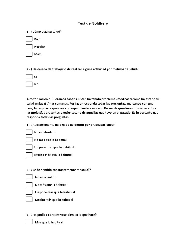 Test de Goldberg | PDF